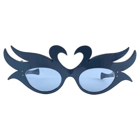 Selecta French Velvet Blue Rhinestone Black Enamel Cat Eyeglass Frames