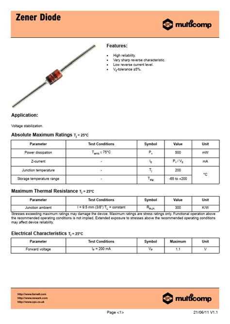 Diode Zener Datasheet
