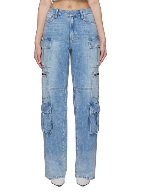 Alice Olivia Cay Pocket Details Baggy Cargo Jeans In Blue Lyst