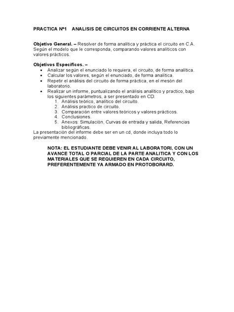 Guia Practica Nº1 Analisis De Circuitos En Corriente Alterna Pdf