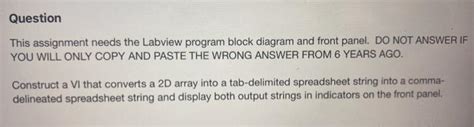 Question This Assignment Needs The Labview Program Chegg Com