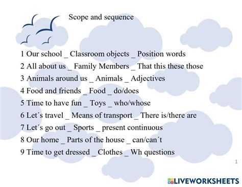 Scope Live Worksheets