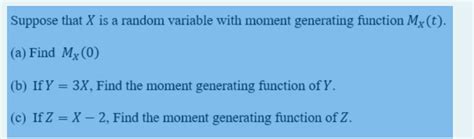 Solved Suppose That X Is A Random Variable With Moment Chegg