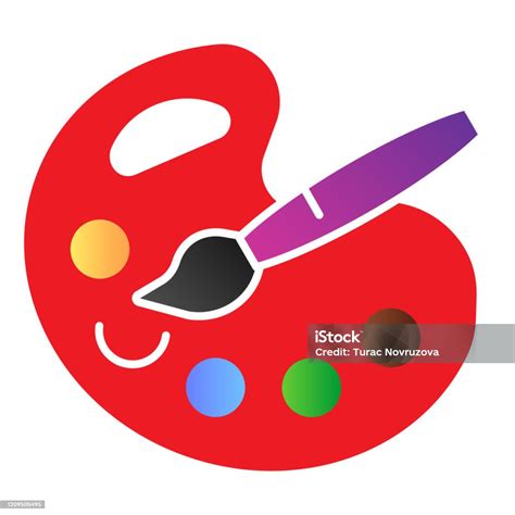 팔레트 플랫 아이콘으로 브러시를 칠합니다 트렌디 한 플랫 스타일의 아트 컬러 아이콘입니다 페인트 도구 그라데이션 스타일 디자인