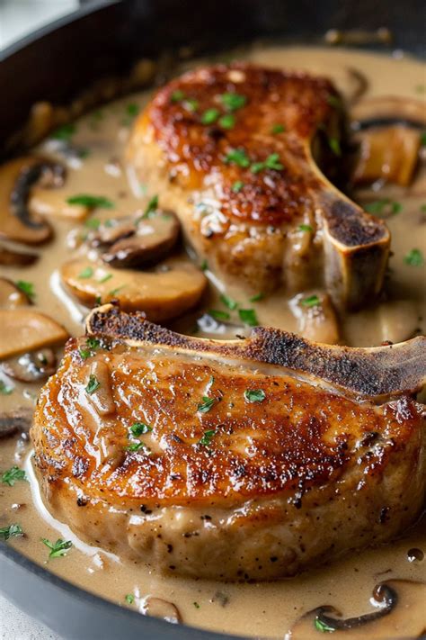 Smothered Pork Chops With Mushroom Gravy Insanely Good