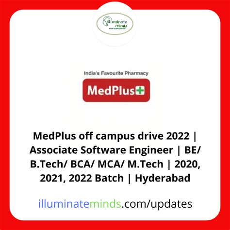 Medplus Off Campus Drive 2022 Associate Software Engineer Be Btech Bca Mca Mtech