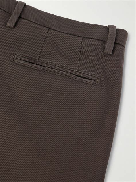 Boglioli Tapered Cotton Blend Twill Trousers Brown Boglioli