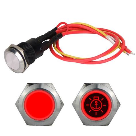 Stainless Steel Illuminated Push Button Switch Red Led Back Light