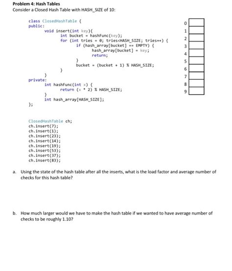 solved problem 4 hash tables consider a closed hash table