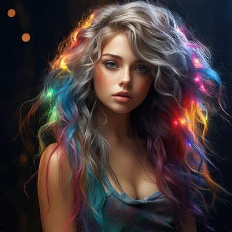 Premium Ai Image Portrait Of A Beautiful Girl With A Bright Hairstyle