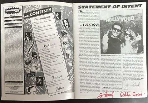 Answer Me No 1 Fanzine Goad To Hell Enterprises 1991 1992 Signed