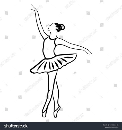 Ballerina Black White Outline Dancer Silhouette Stock Vector Royalty