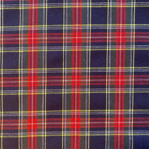 Small Classic Plaid Cotton Fabric Red Navy Blue Robert Kaufman