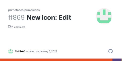 New Icon Edit · Issue 869 · Primefacesprimeicons · Github