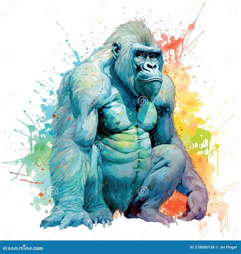 Drawn And Colored Of Gorilla On White Background Stock Vector