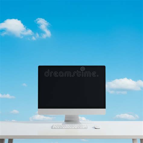 A Sleek Computer Setup Features A Large Monitor With A Black Screen A