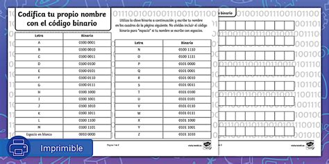 Ficha De Actividad Codifica Tu Propio Nombre Con El Código Binario