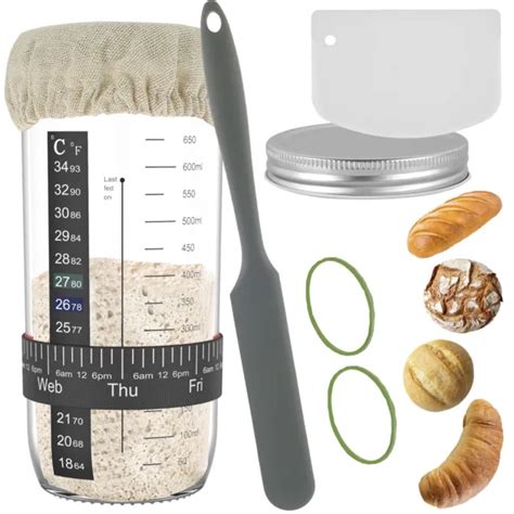 8pcs Sourdough Starter Jar 650ml Sourdough Starter Container Glass