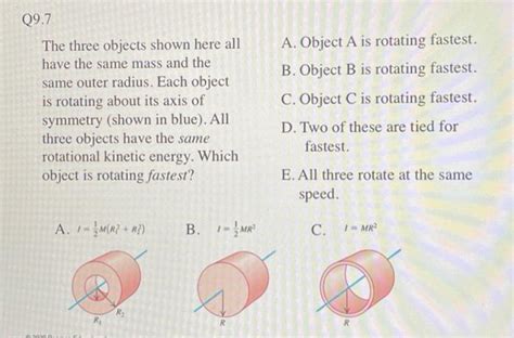 Solved The Three Objects Shown Here All Have The Same Mass Chegg Com