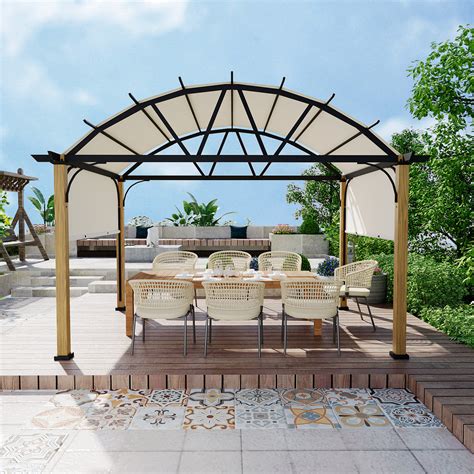 EGEIROS LIFE 13 Ft W X 10 Ft D Wood Grain Aluminum Outdoor Pergola