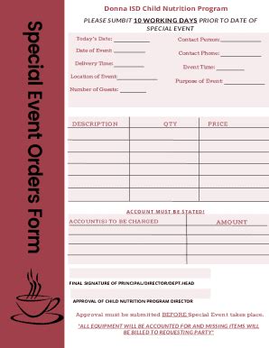 Fillable Online Special Event Order Form Fax Email Print PdfFiller