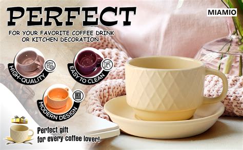 Miamio 6 X 75 Ml Stoneware Espresso Mug Cup Set Modern With Stand