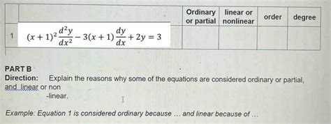 solved part b direction explain the reasons why some of the equations