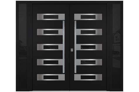 Inox S5 Black Modern Exterior Double Door Modern Door Showroom In