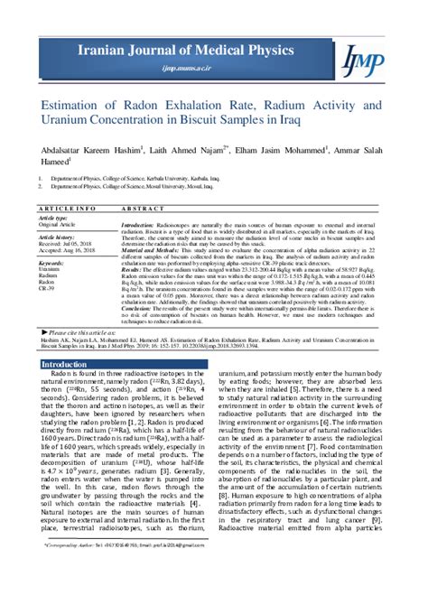 Pdf Estimation Of Radon Exhalation Rate Radium Activity And Uranium Concentration In Biscuit