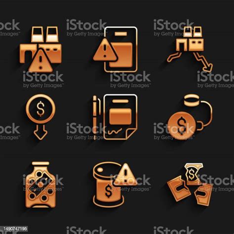 Set Contract Money And Pen Drop In Crude Oil Price Tearing Banknote