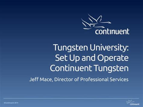 Set Up And Operate Tungsten Clusters Ppt
