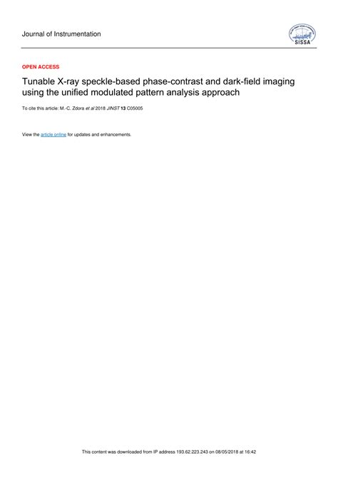 Pdf Tunable X Ray Speckle Based Phase Contrast And Dark Field Imaging