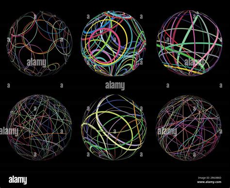 Various Designs Of Scribble Spheres In Multi Colours Stock Vector Image