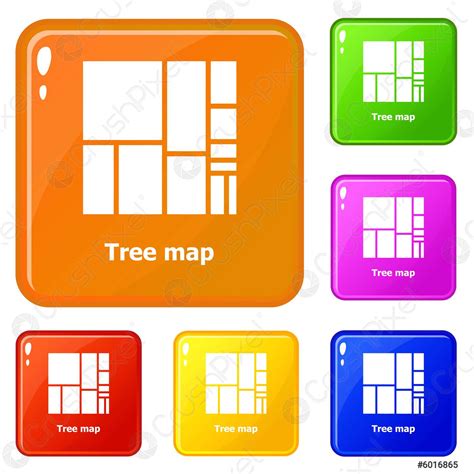 Tree Map Icons Set Vector Color Stock Vector 6016865 Crushpixel