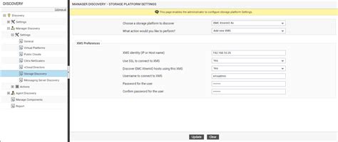 discovering emc xtremio clusters using xms management server