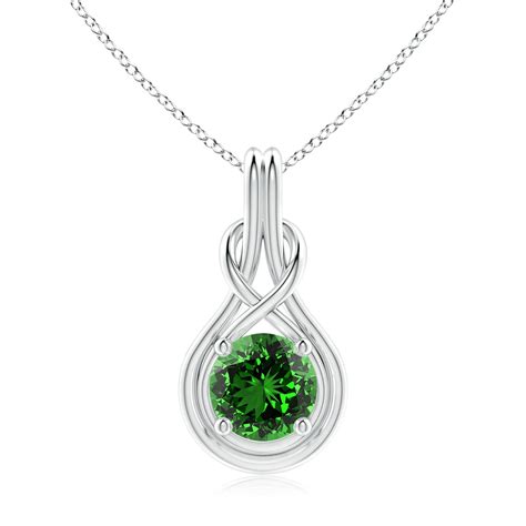 Angara Lab Grown 25 Ct Round Emerald Solitaire Infinity Knot Pendant
