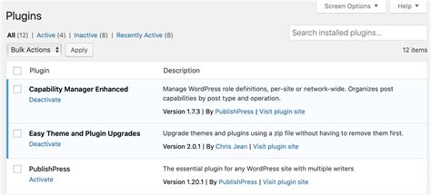 the activate plugins permission capability in wordpress publishpress