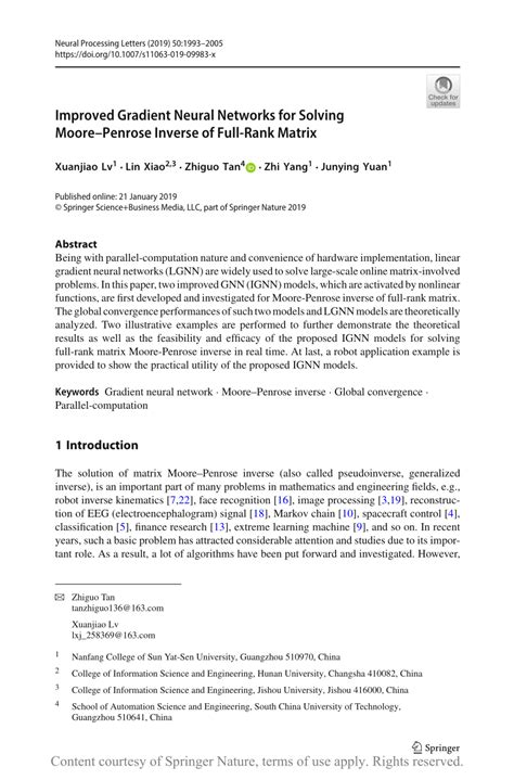Improved Gradient Neural Networks For Solving Moorepenrose Inverse Of Full Rank Matrix