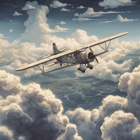 Un Avión Volando Por Encima De Las Nubes Foto Premium