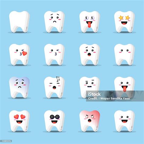 Gigi Lucu Dengan Set Emotikon Ilustrasi Stok Unduh Gambar Sekarang