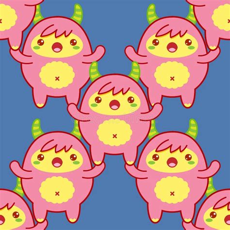 Seamless Pattern With Cute Yeti Vector Illustration Stock Vector