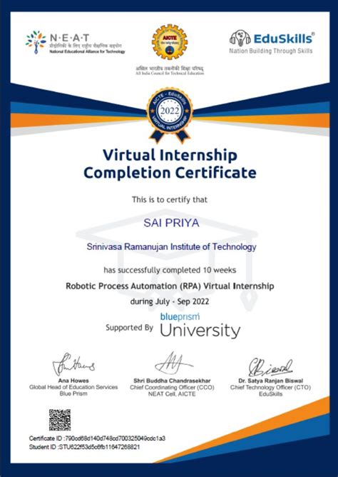 Sai Priya Chappidi On Linkedin Eduskills Aicte Blueprism