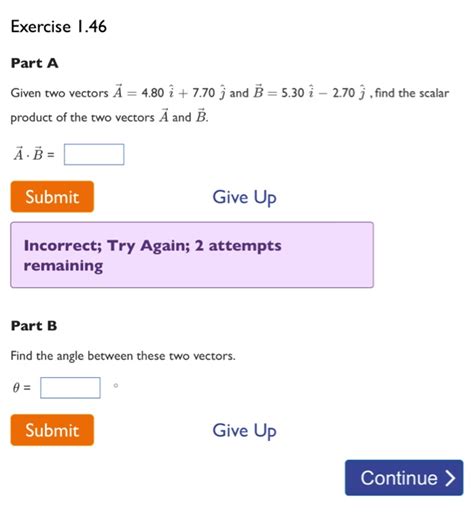 Solved Exercise 1 46Part AGiven Two Vectors A 4 80 Cap I Chegg Com