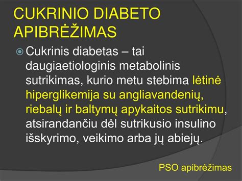 PPT CUKRINIO DIABETO DIAGNOSTIKA IR GYDYMAS PowerPoint Presentation