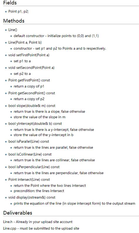 Solved Implement A Line Class That Uses Two Points Which Chegg Com