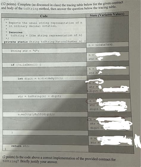 Solved Please Trace This Question The Code Is Correct Chegg Com