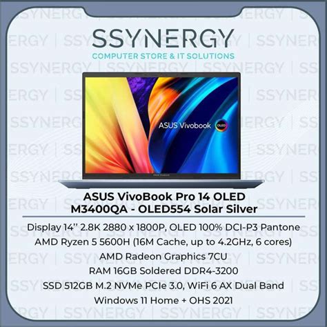 Jual Asus Vivobook Pro 14x Oled M3400qa Ryzen 5 5600h 512g 14 2 8k W11