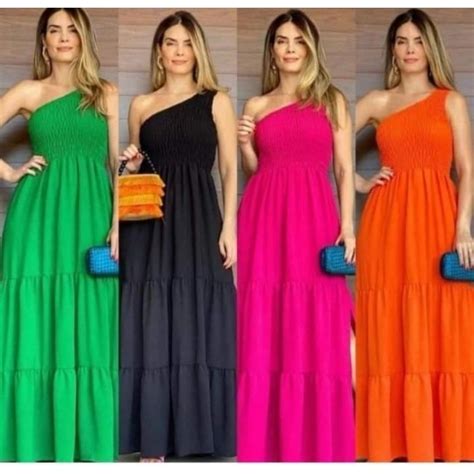 Loucura Vestido Longo Com Fenda Duna Várias Cores Ideal Para Festa Ou