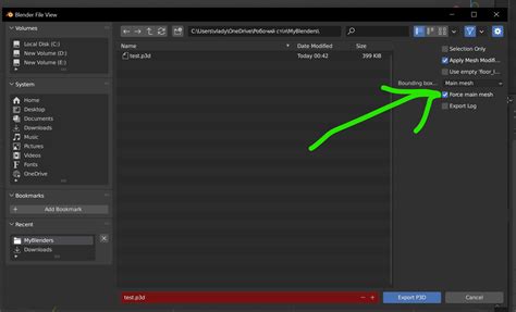 Error No Main Mesh When Export To P D Format Blender Stack Exchange