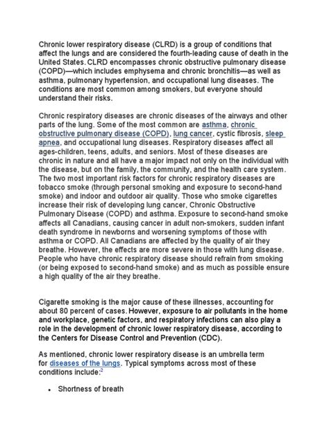 Chronic Lower Respiratory Disease Pdf Chronic Obstructive Pulmonary